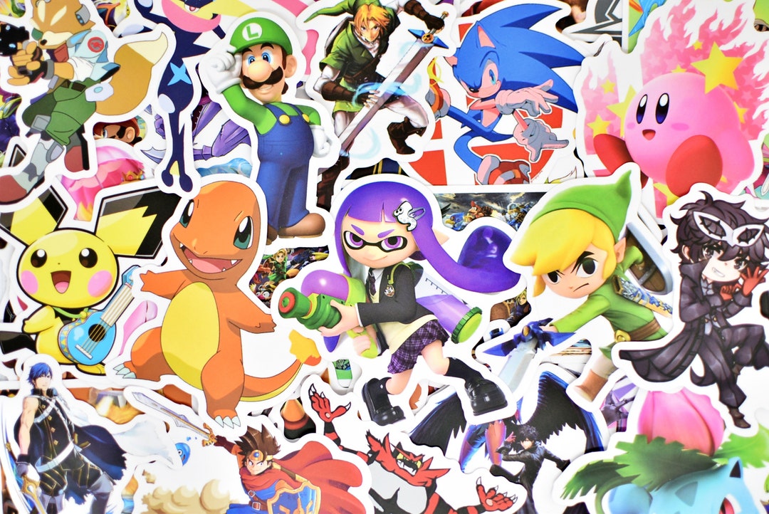 50 Super Smash Video Game Anime Cartoon Vinyl Stickers Pack Waterproof ...