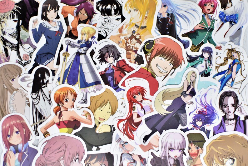 50 Anime Waifu Stickers: Waterproof Vinyl Decals for Laptop, Hydro ...