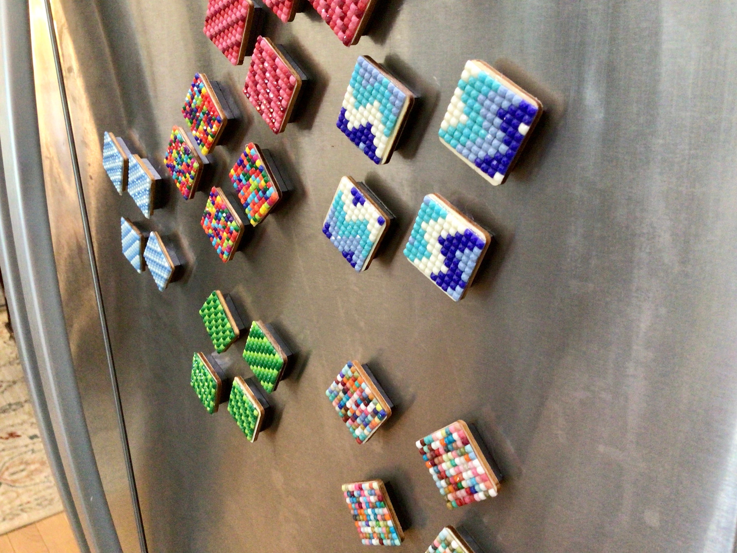 Handmade Wood Beaded Refrigerator Magnets Set of 4 - Etsy