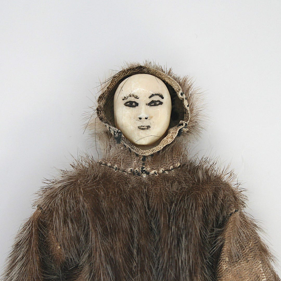 Rare Inuit Art - Figure - Stone, Fiber, Traditional Arctic Costume ...