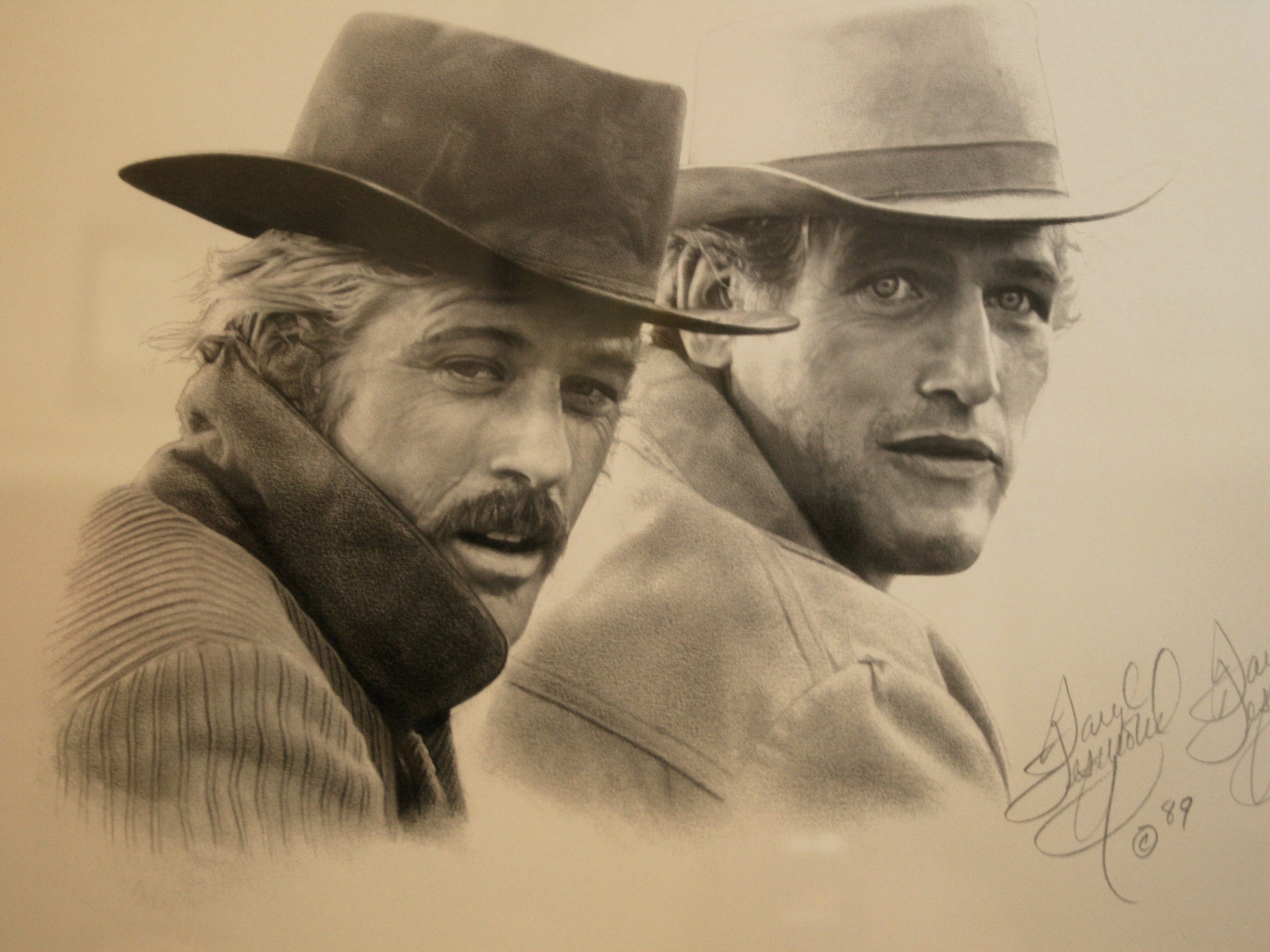 Rare Hollywood Western Film Portrait Art Robert Redford, Paul Newman ...