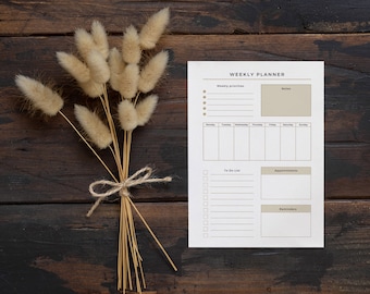 Weekly Planner, Minimalist Planner, Digital Planner, Printable Planner ...