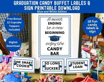 Graduation Candy Buffet Sign and Labels Printable, Black Gold Candy Bar ...