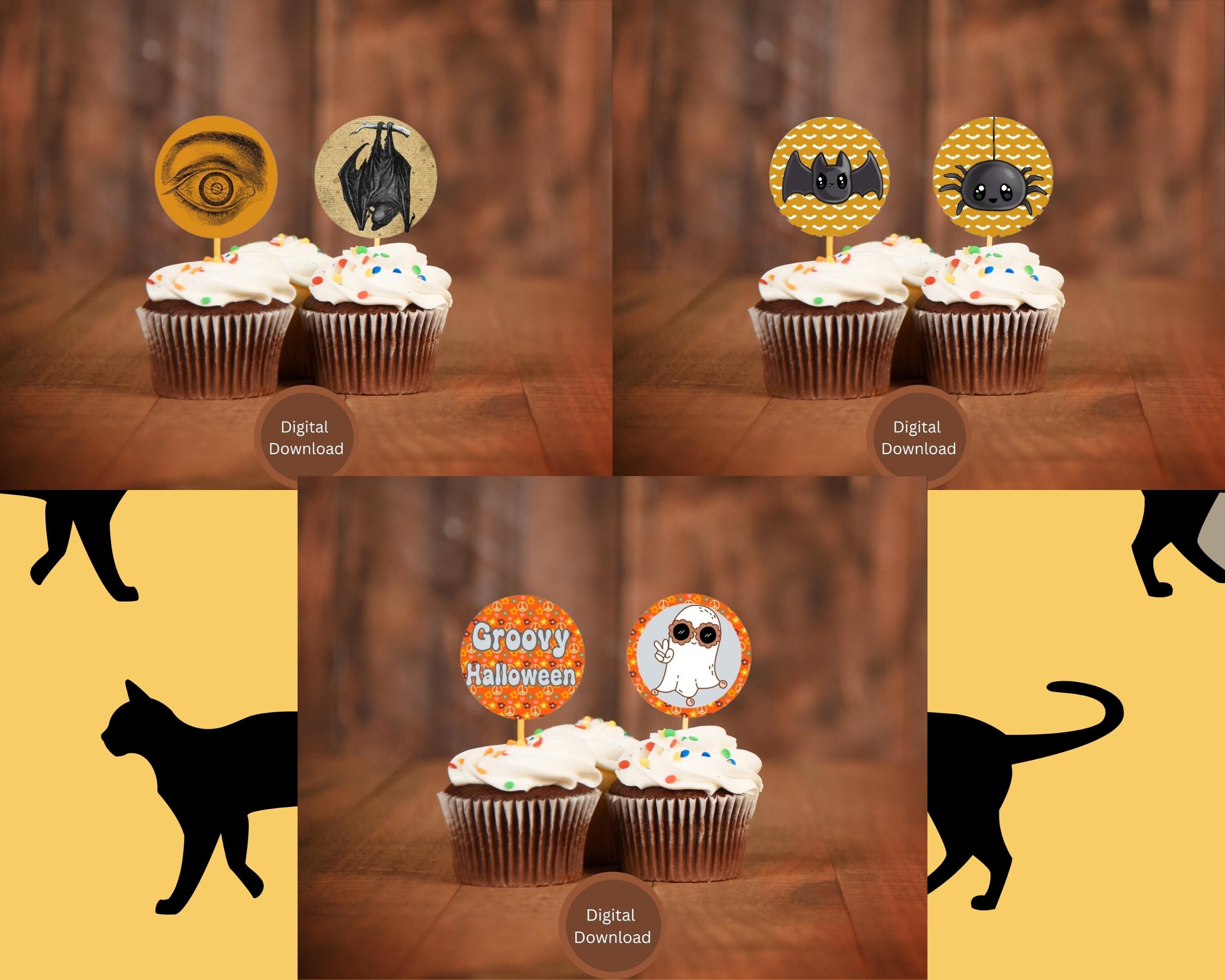 Halloween Cupcake Topper Bundle Printable Download, 36 Designs, 2 Inch ...