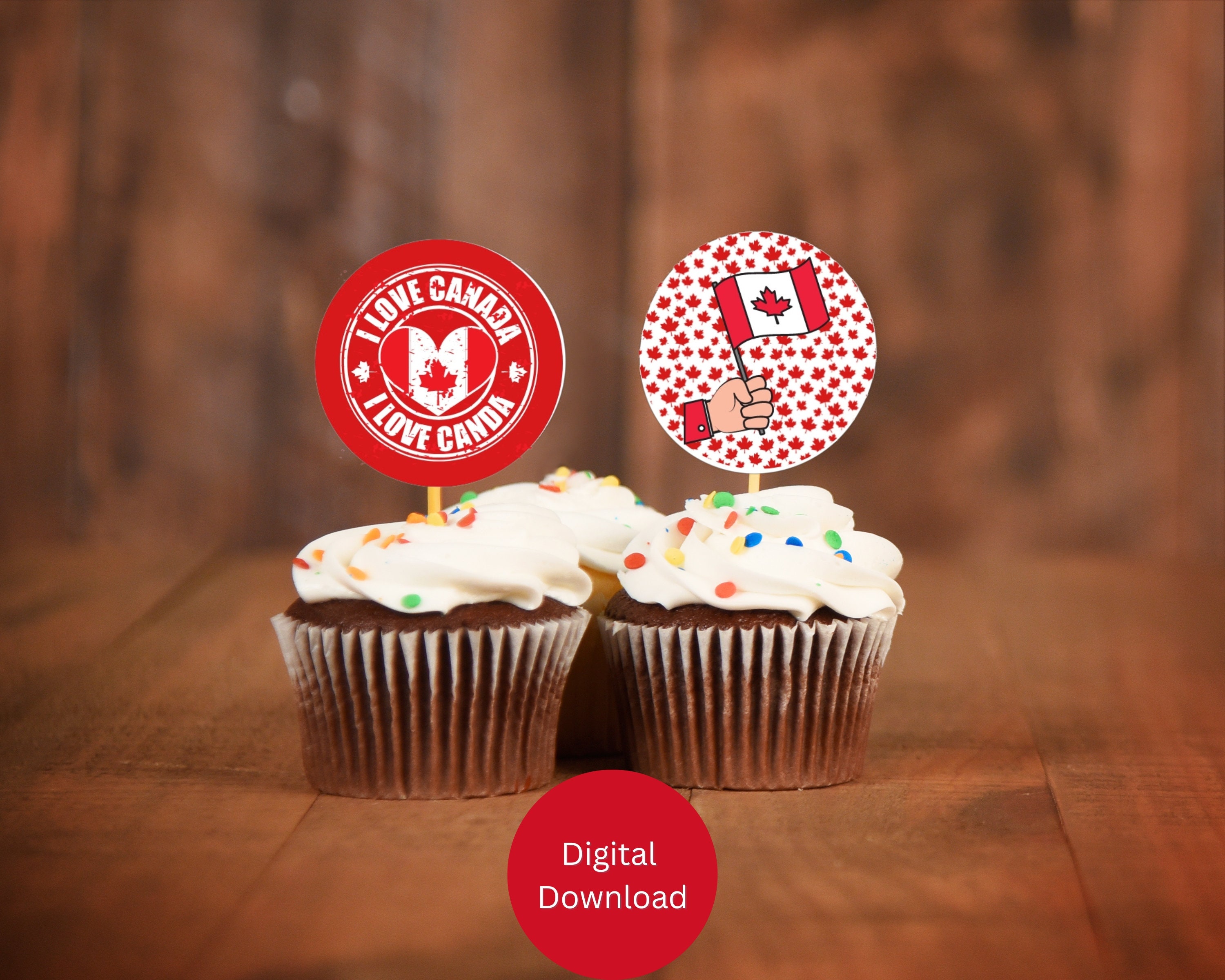 Canada Day Cupcake Topper Printable Download, 12 Designs, 2 Inch Each ...