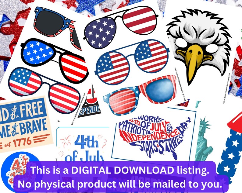 4th of July Photo Booth Props Printable Download, DIY Props, July 4th ...