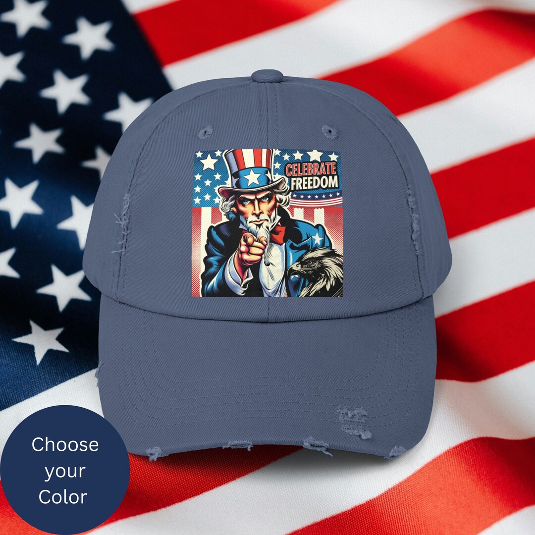 Uncle Sam Distressed Cap, USA Patriotic Hat, USA Baseball Cap, July 4th ...