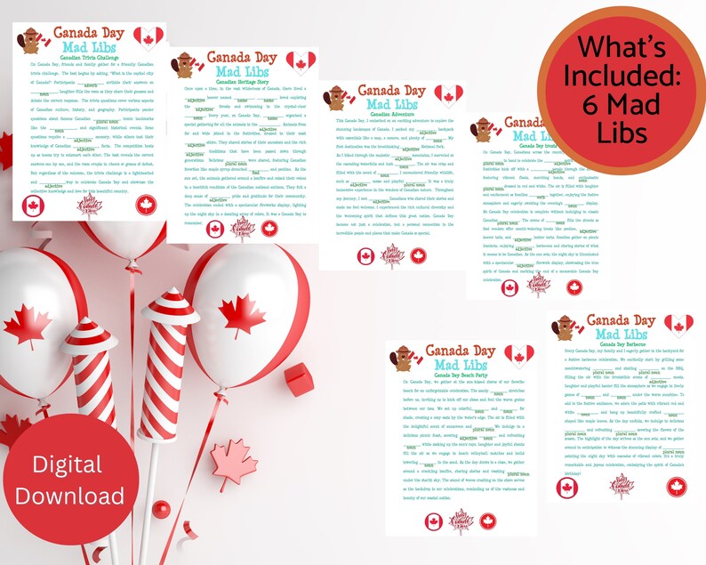 Canada Day Mad Libs Printable, Canada Day Party Games, Printable ...