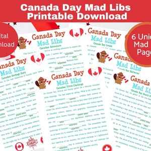 Canada Day Mad Libs Printable, Canada Day Party Games, Printable ...