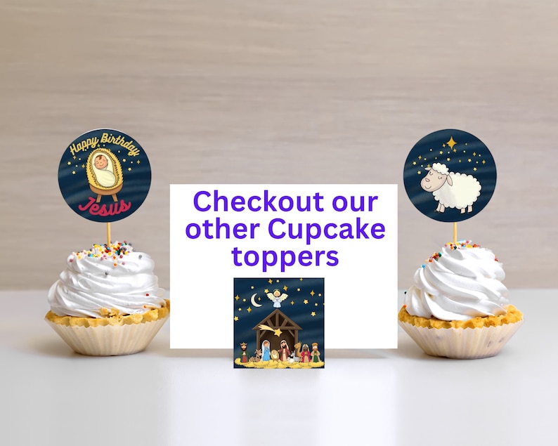 Happy Birthday Jesus Cupcake Topper Printable Download, 12 Designs, 2 ...