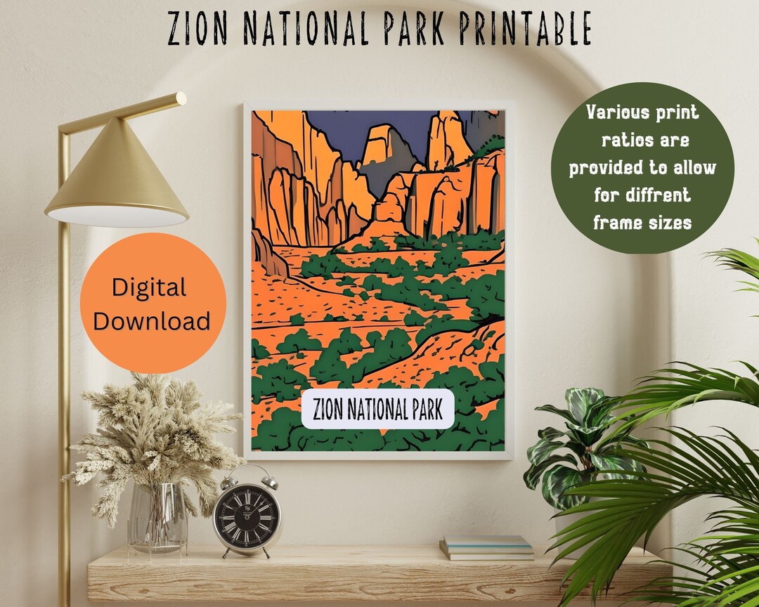 Zion Printable Wall Art, National Park Art, Travel Poster, Travel Wall ...