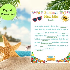 Summer Mad Libs Printable, Summer Party Games, Printable Download Game ...