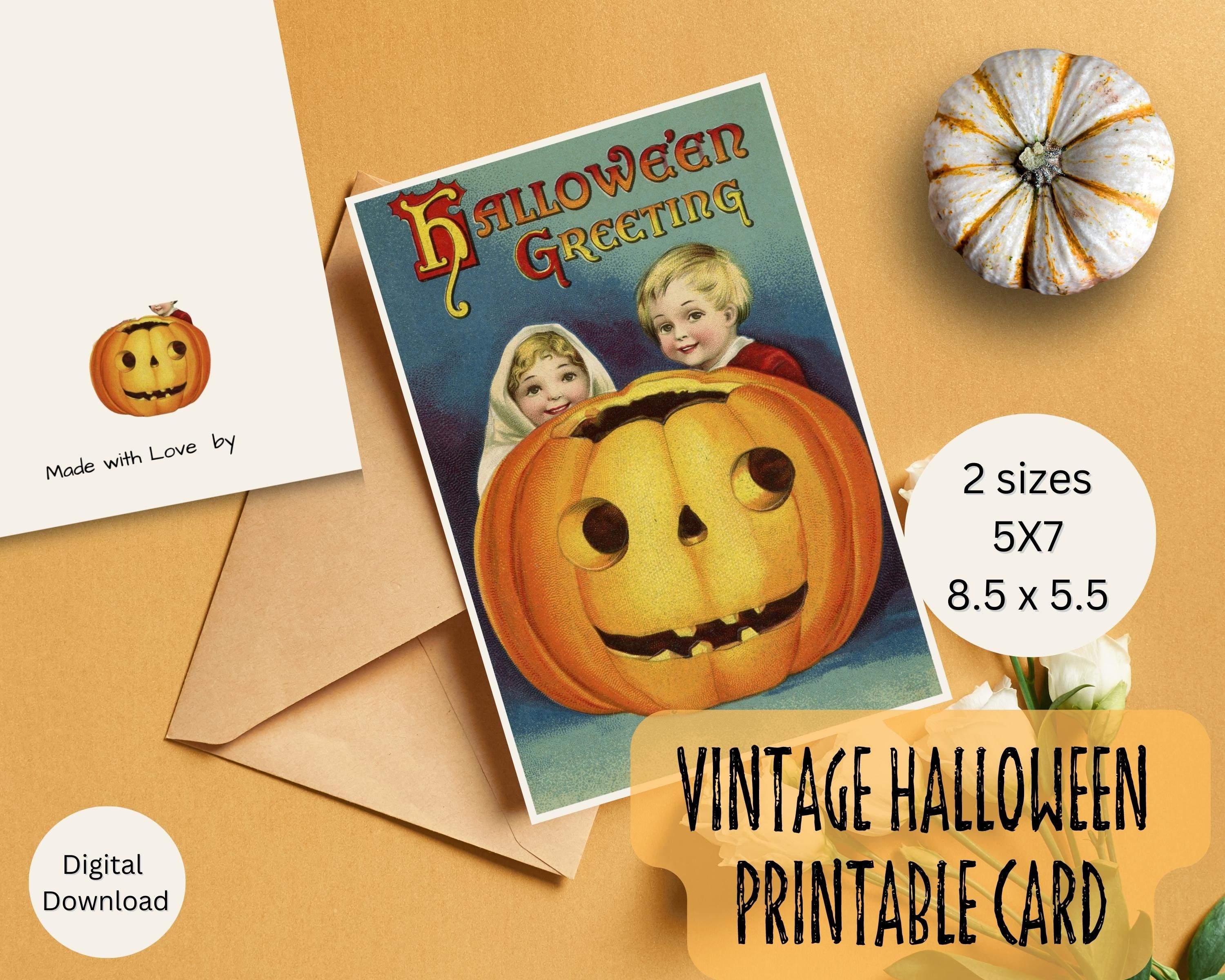 Halloween Card Printable Instant Download 5x7 and 8.5x5.5 - Etsy