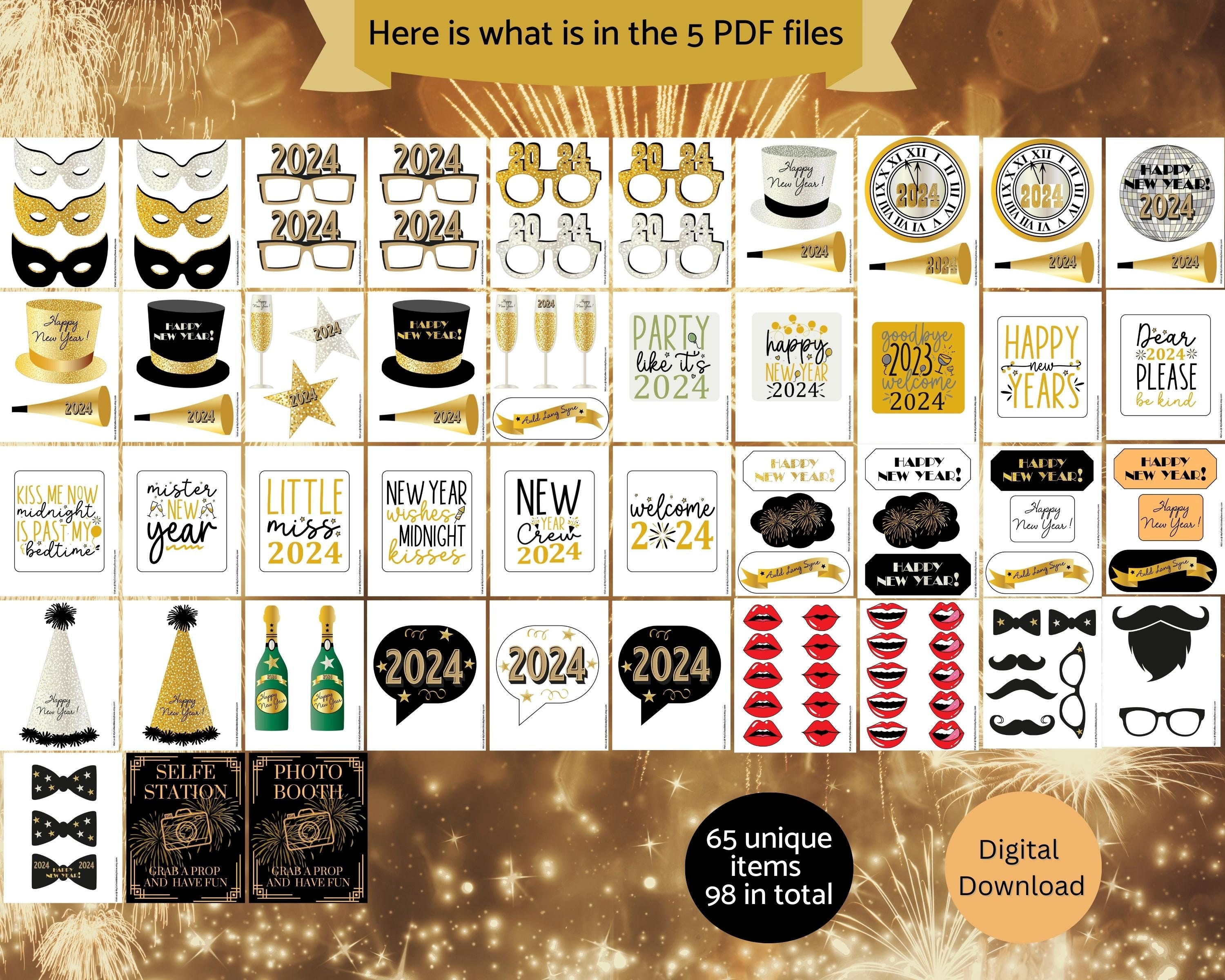 New Years Eve Party Photo Booth Props Printable Download Instant DIY ...