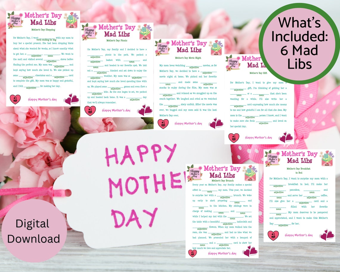 Mothers Day Mad Libs Printable Mother's Day Party Games - Etsy