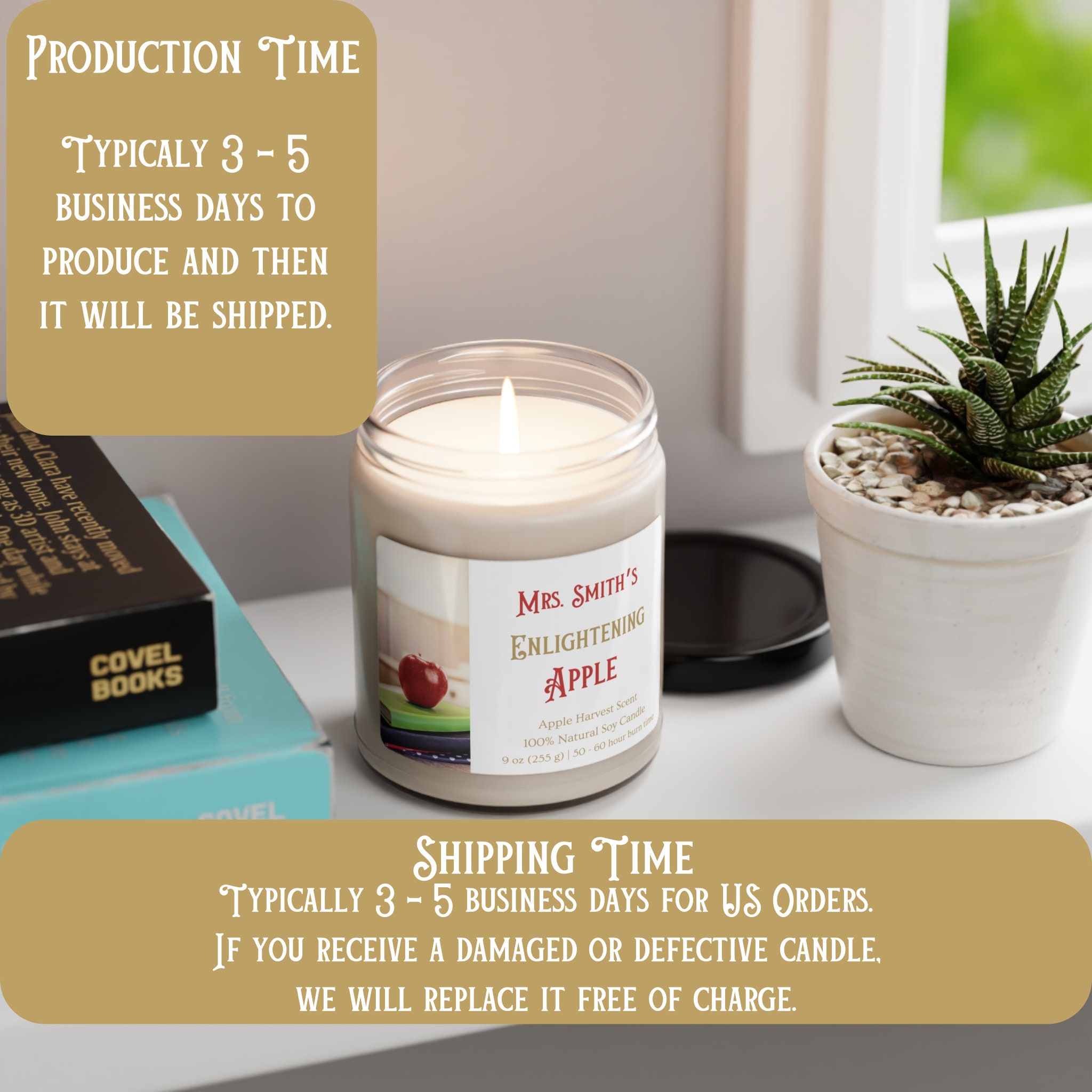 Custom Teacher Appreciation Candle, Apple Scented Soy Candle, Custom ...