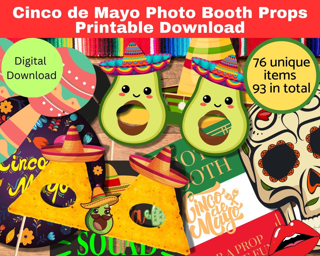 Cinco De Mayo Photo Booth Props Printable Download, DIY Props, Cinco De ...