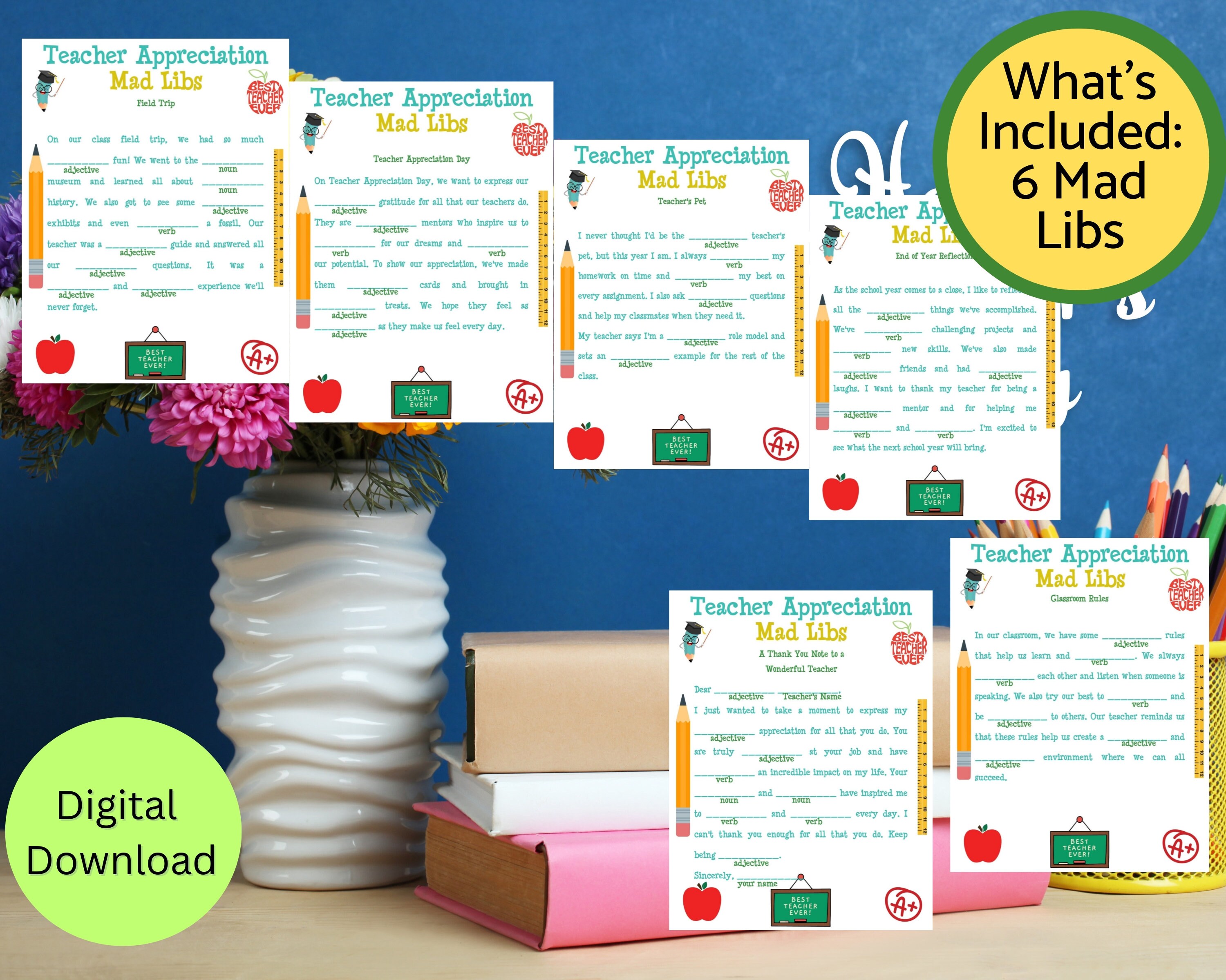 Teacher Appreciation Mad Libs Printable, Party Games, Printable ...