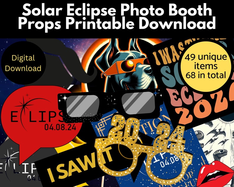 Solar Eclipse Photo Booth Props Printable Download, DIY Props, April 8 ...