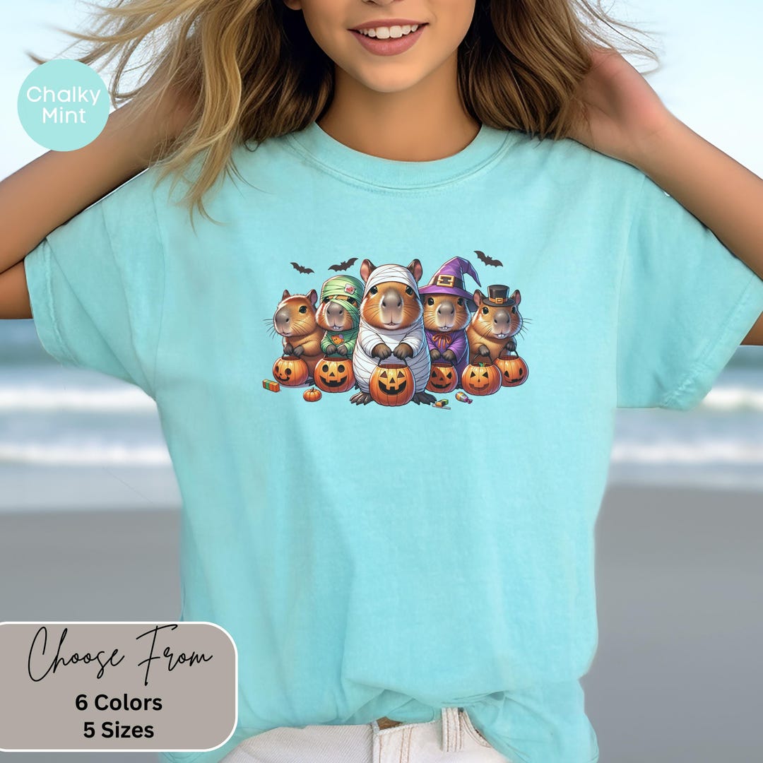 Comfort Colors® Capybara Halloween Kids T-shirt, Capybara Halloween Tee ...