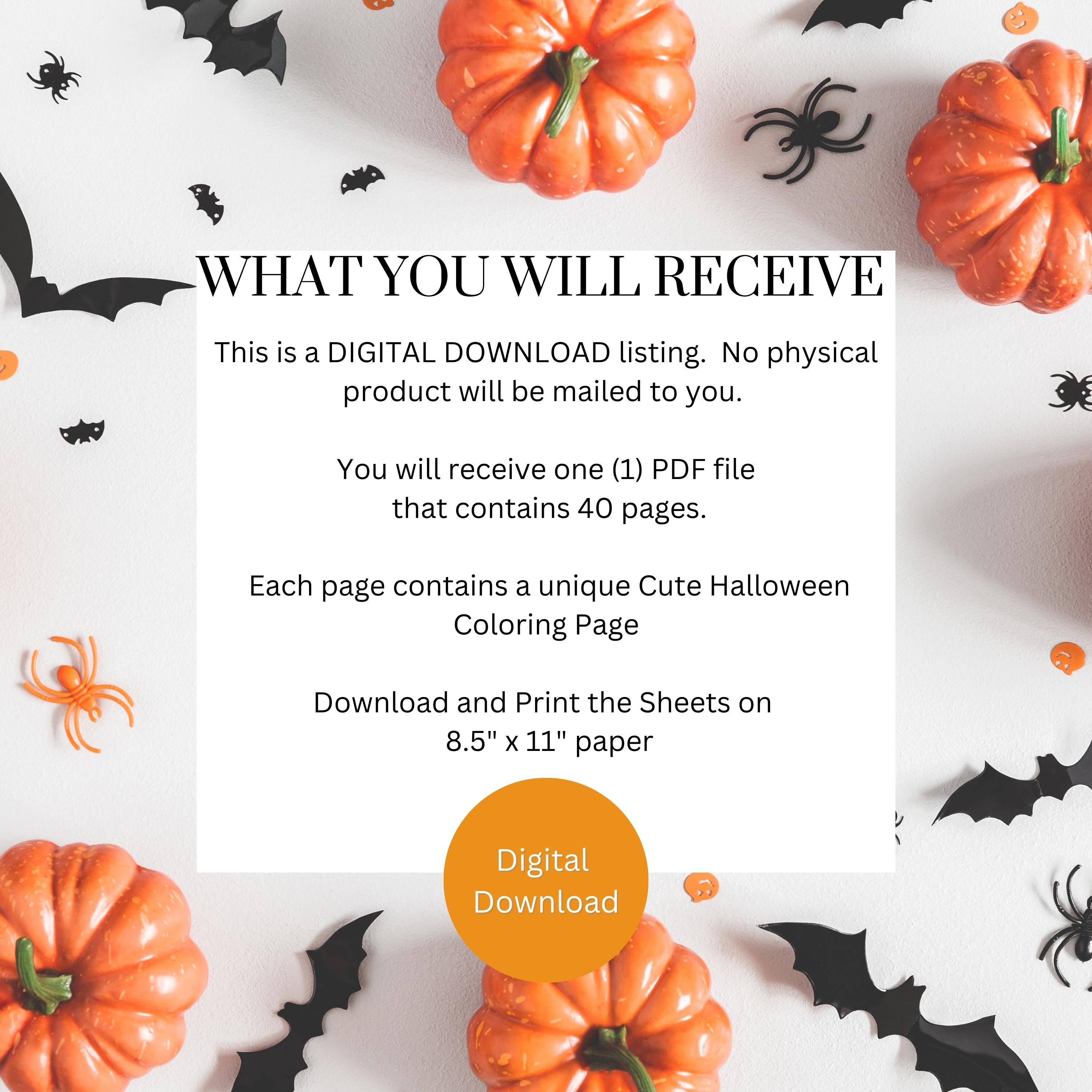 Cute Halloween Coloring Pages Printable Download set of 40 Printable ...