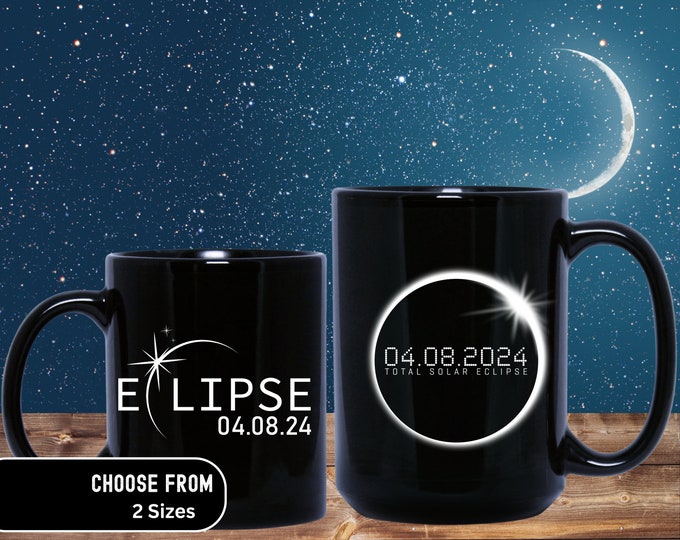 2024 Total Solar Eclipse Black Mug, Commemorative Solar Event Cup ...