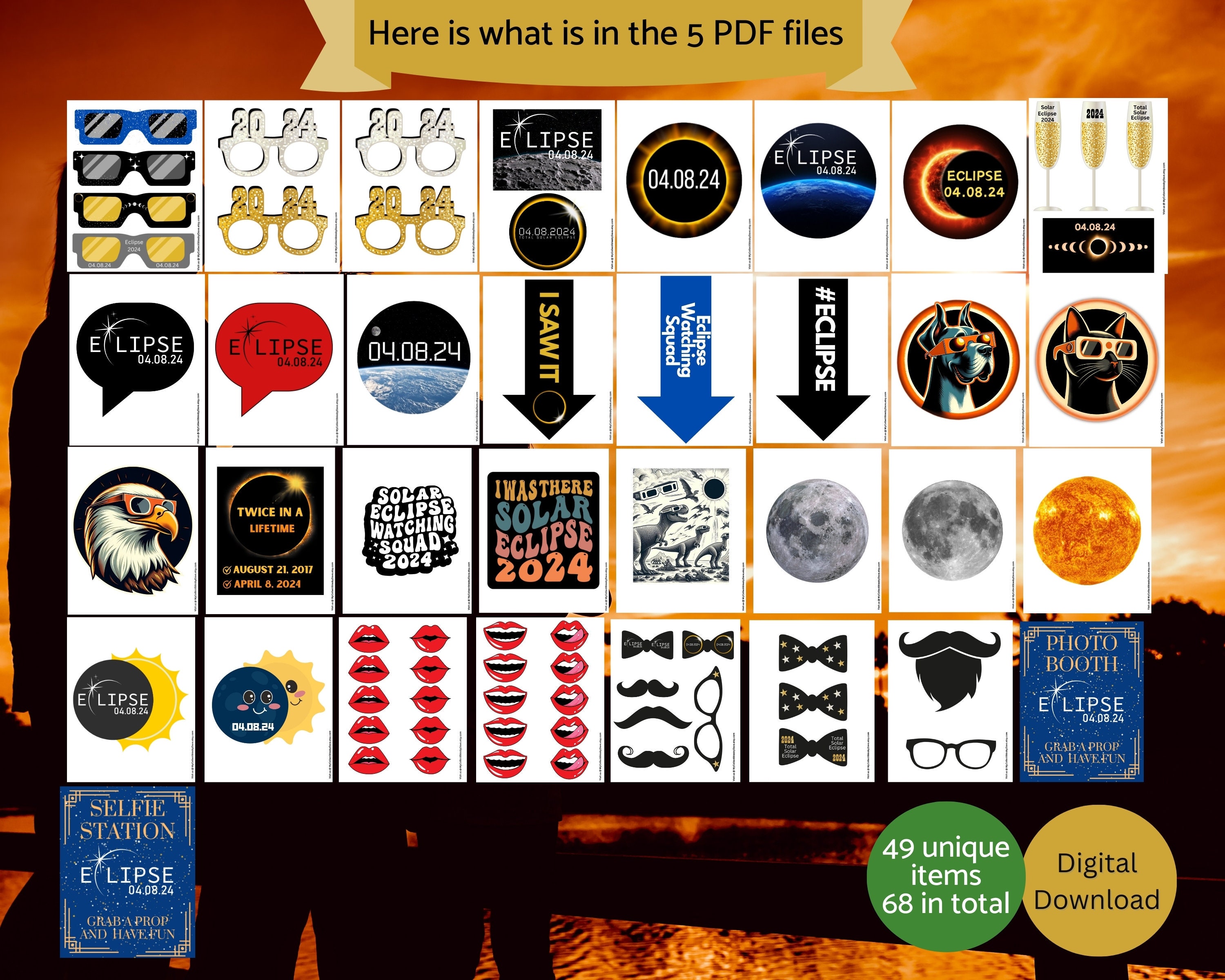 Solar Eclipse Photo Booth Props Printable Download, DIY Props, April 8 ...