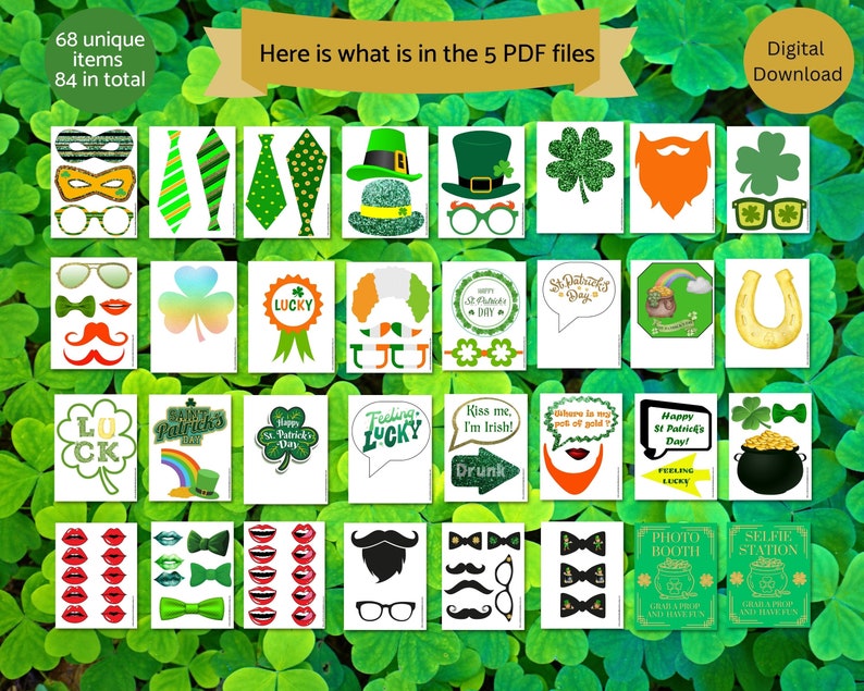 St Patricks Day Party Photo Booth Props Printable Download, DIY Props ...