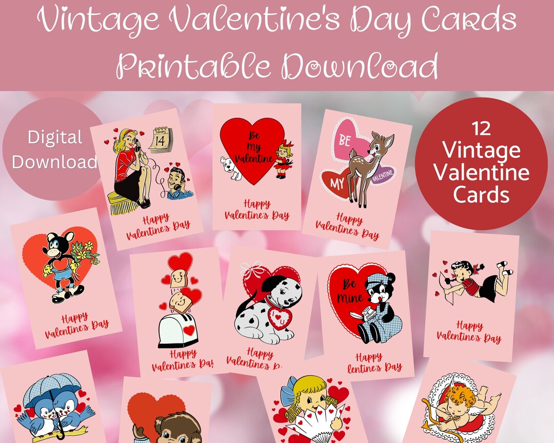 Vintage Valentine's Day Printable Download, Instant Download, Valentine ...