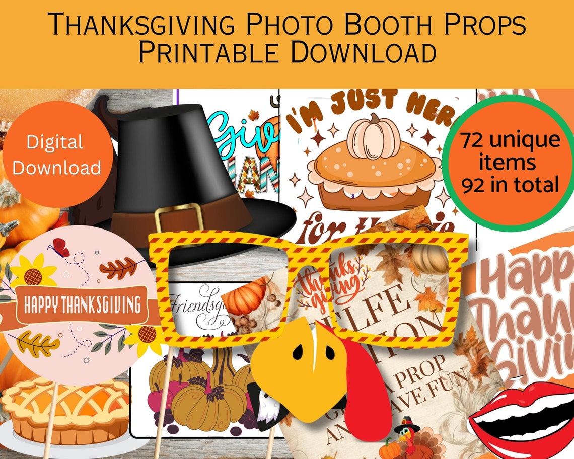 Thanksgiving Photo Booth Props Printable Download, DIY Props ...