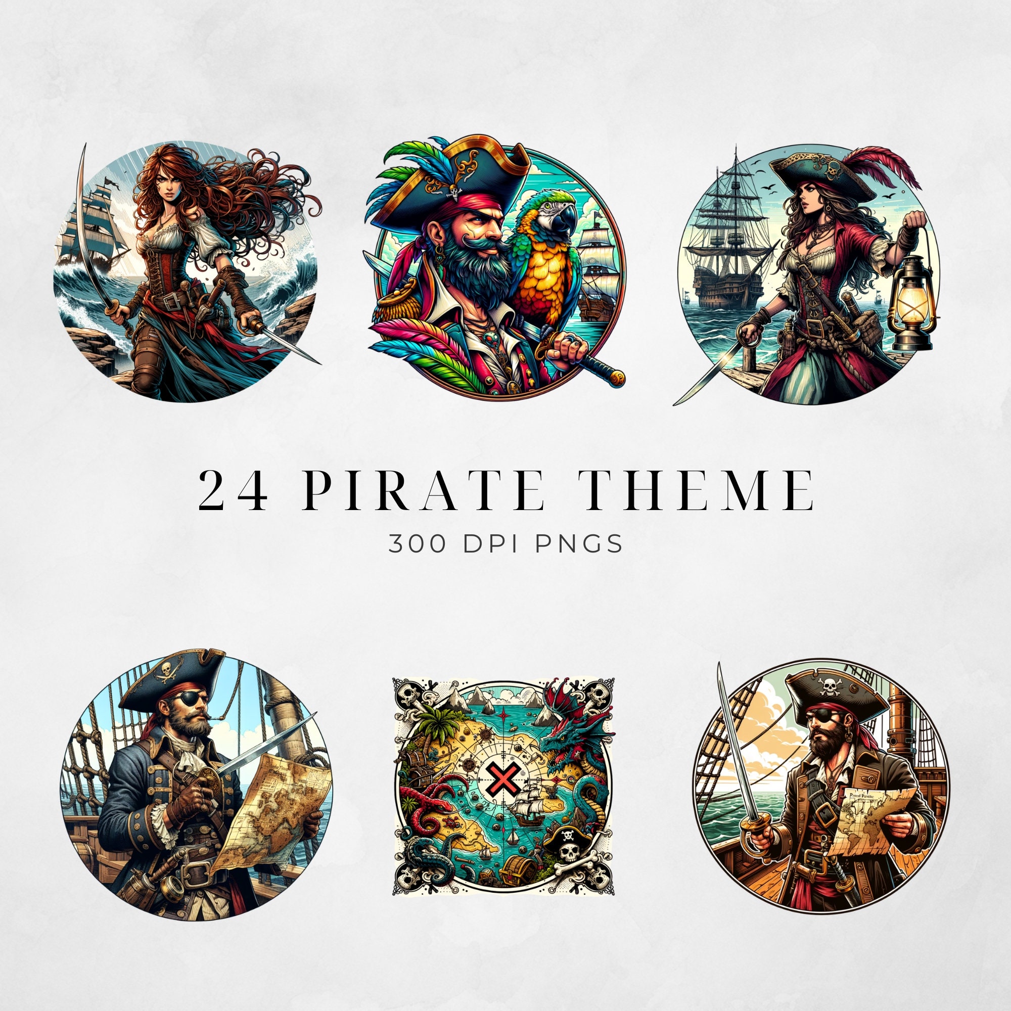 Pirate Theme Clipart, Pirate Clipart, Pirate Map, Jolly Roger ...