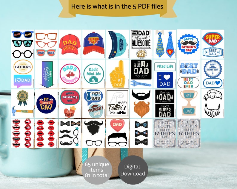 Fathers Day Photo Booth Props Printable Download, DIY Props, Father's ...