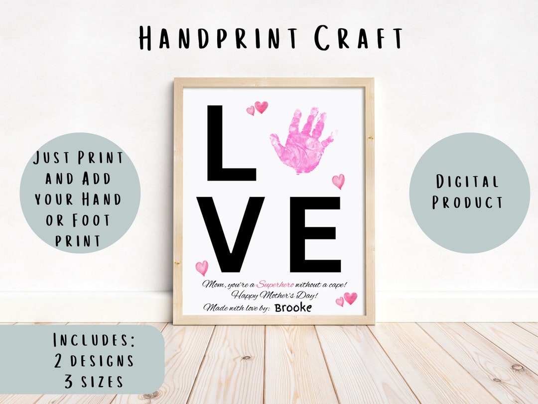 Mother's Day Printable, Handprint Art Craft, Baby Toddlers Kids ...