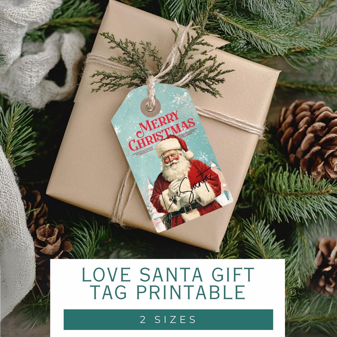 Love Santa Christmas Tags Printable, Gift From Santa Tags, Junk Journal ...
