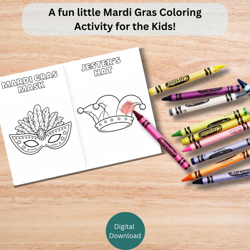 Mini Mardi Gras Coloring Book, Printable Mardi Gras Coloring Activity ...