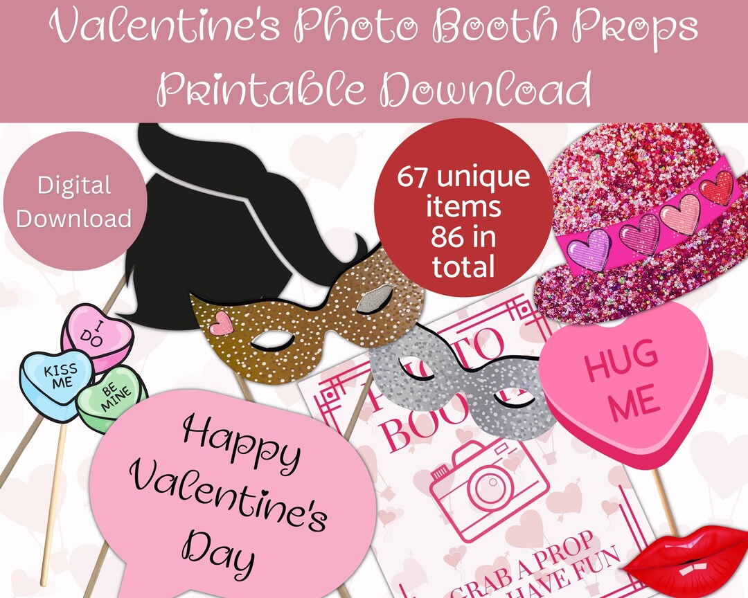 Valentines Party Photo Booth Props Printable Download - Instant - DIY ...