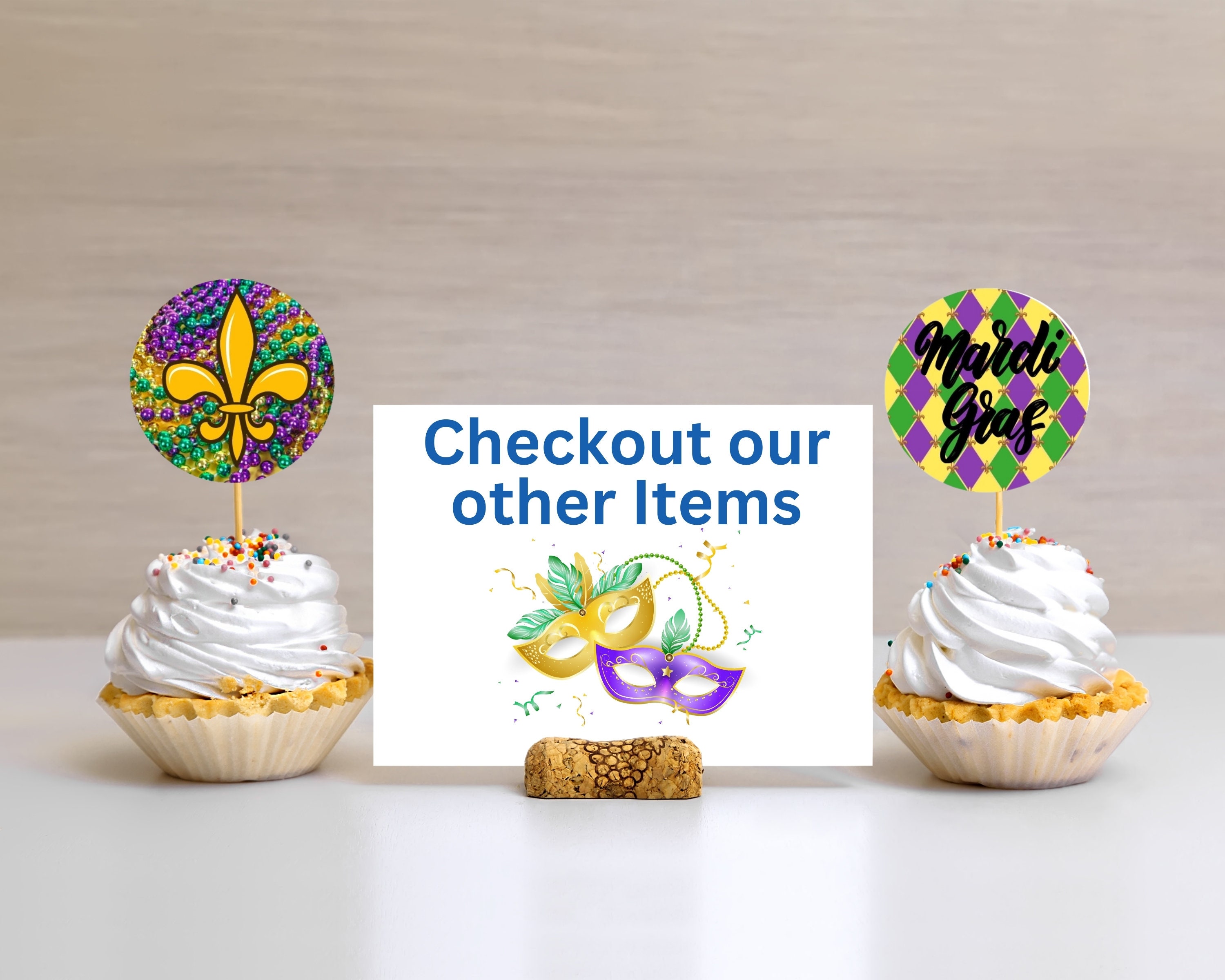 Mardi Gras Cupcake Topper Printable Download, 12 Designs, 2 Inch Each ...