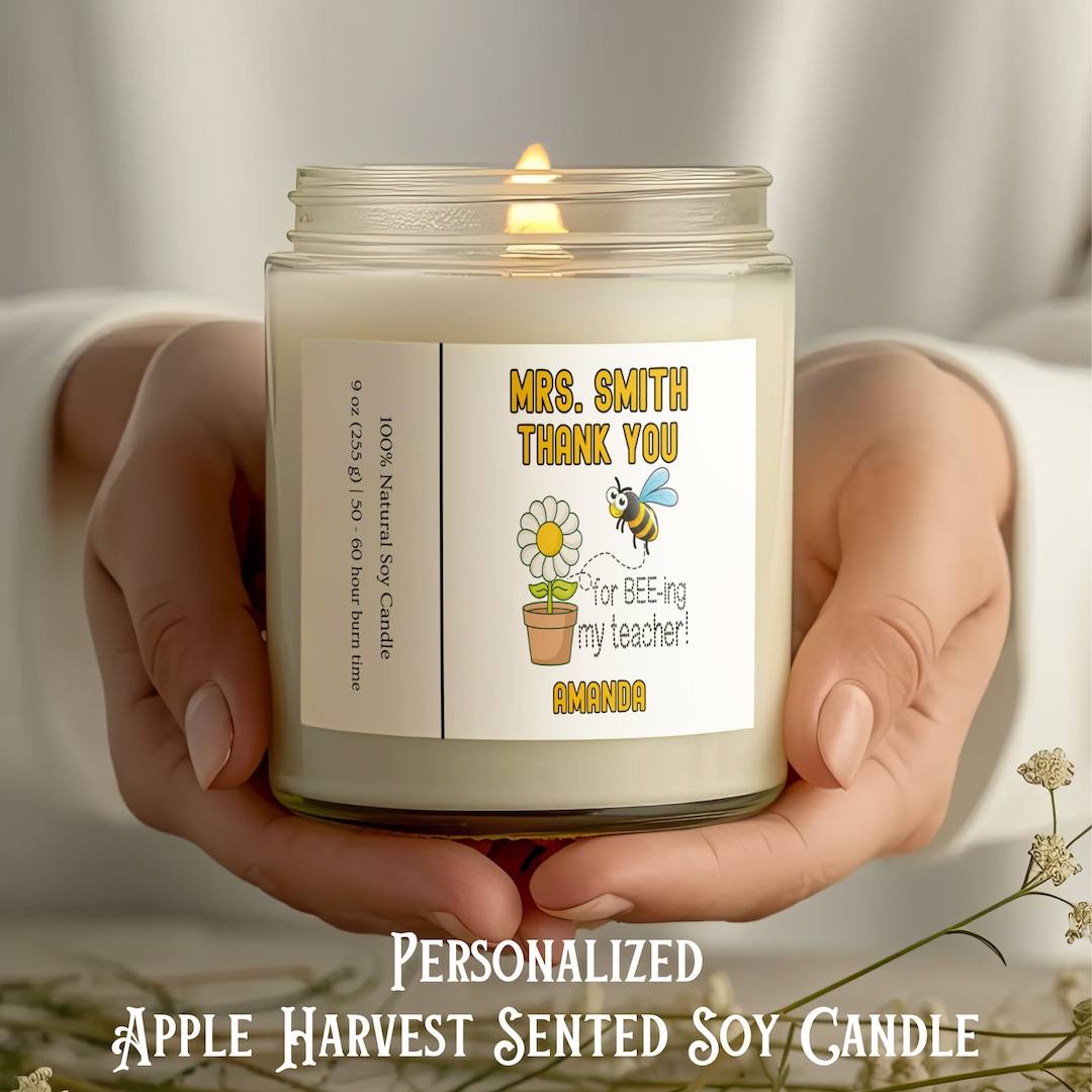Custom Teacher Appreciation Candle, Scented Soy Candle, Custom Name ...