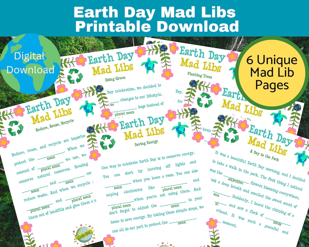 Earth Day Mad Libs Printable, Earth Day Party Games, Printable Download ...