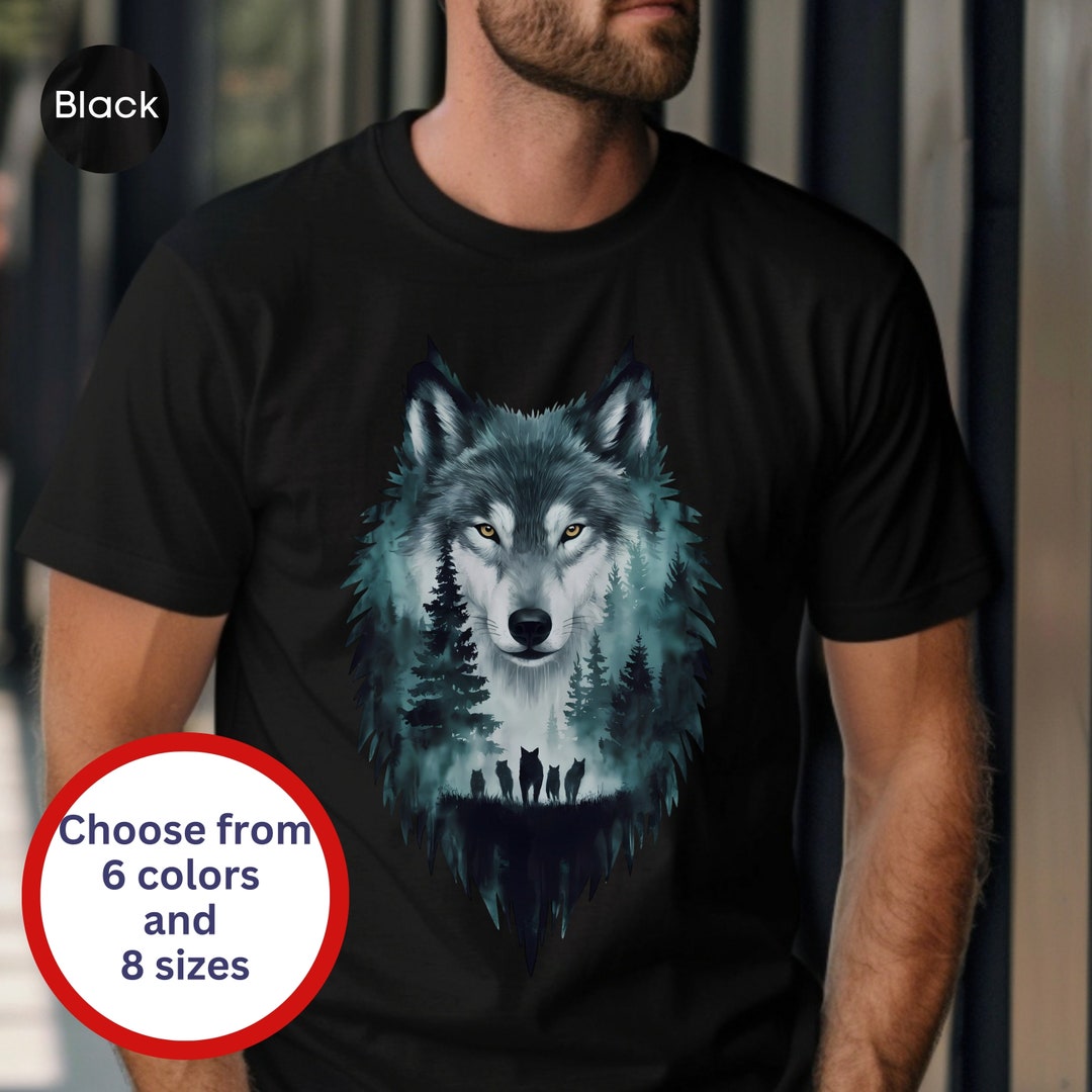 Wolf Shirt, Wolf Lover Shirt, Watercolor Landscape Wolf Pack Tee, Alpha ...