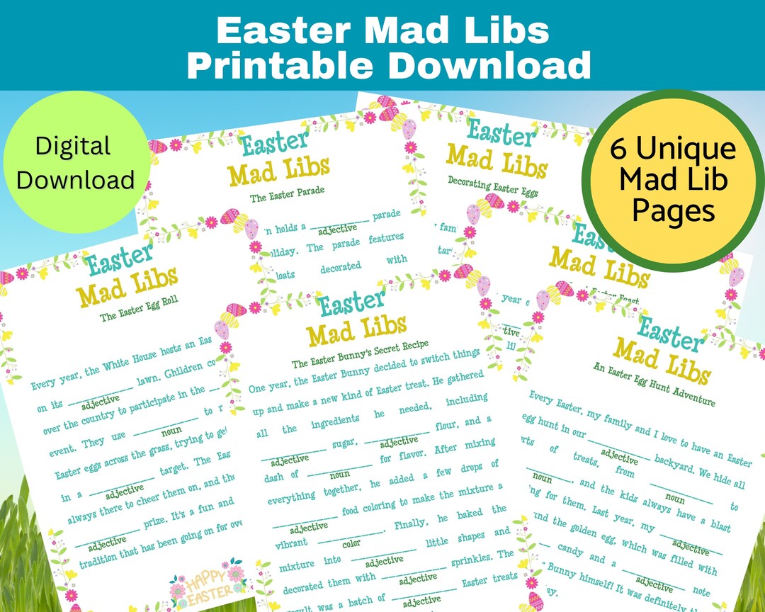 Easter Mad Libs Printable, Easter Party Games, Printable Download Game ...