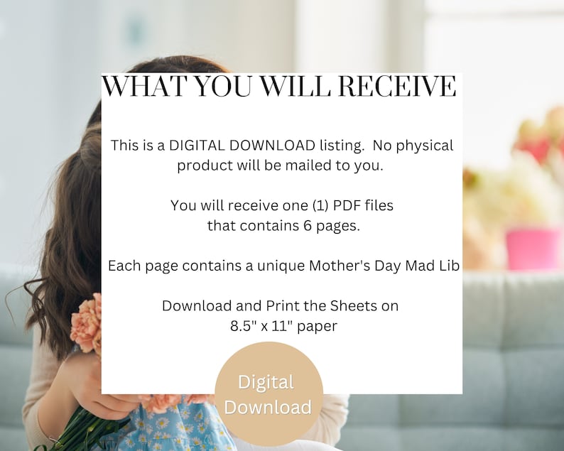 Mothers Day Mad Libs Printable, Mother's Day Party Games, Printable ...