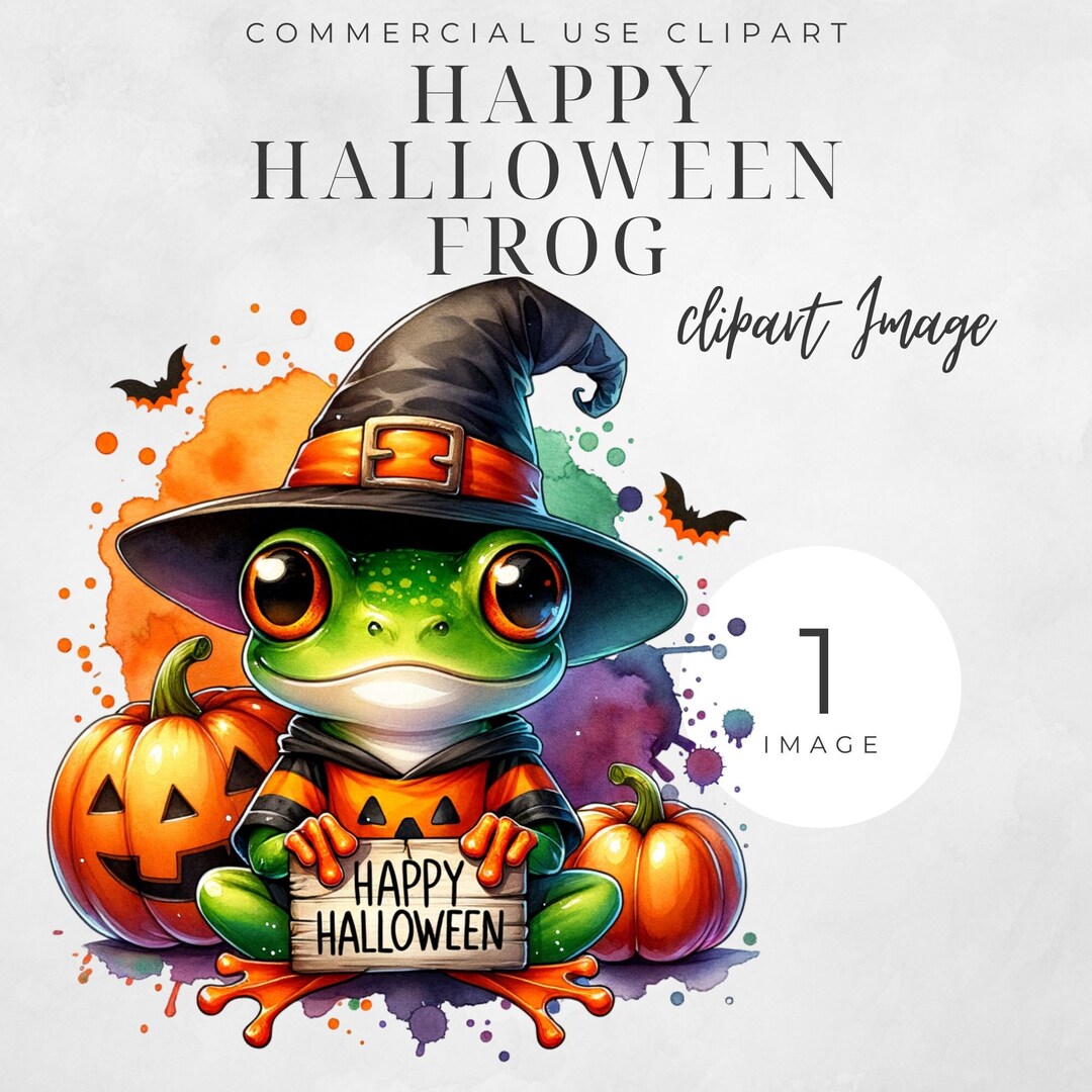 Happy Halloween Frog Clipart, SINGLE IMAGE, Digital Download ...