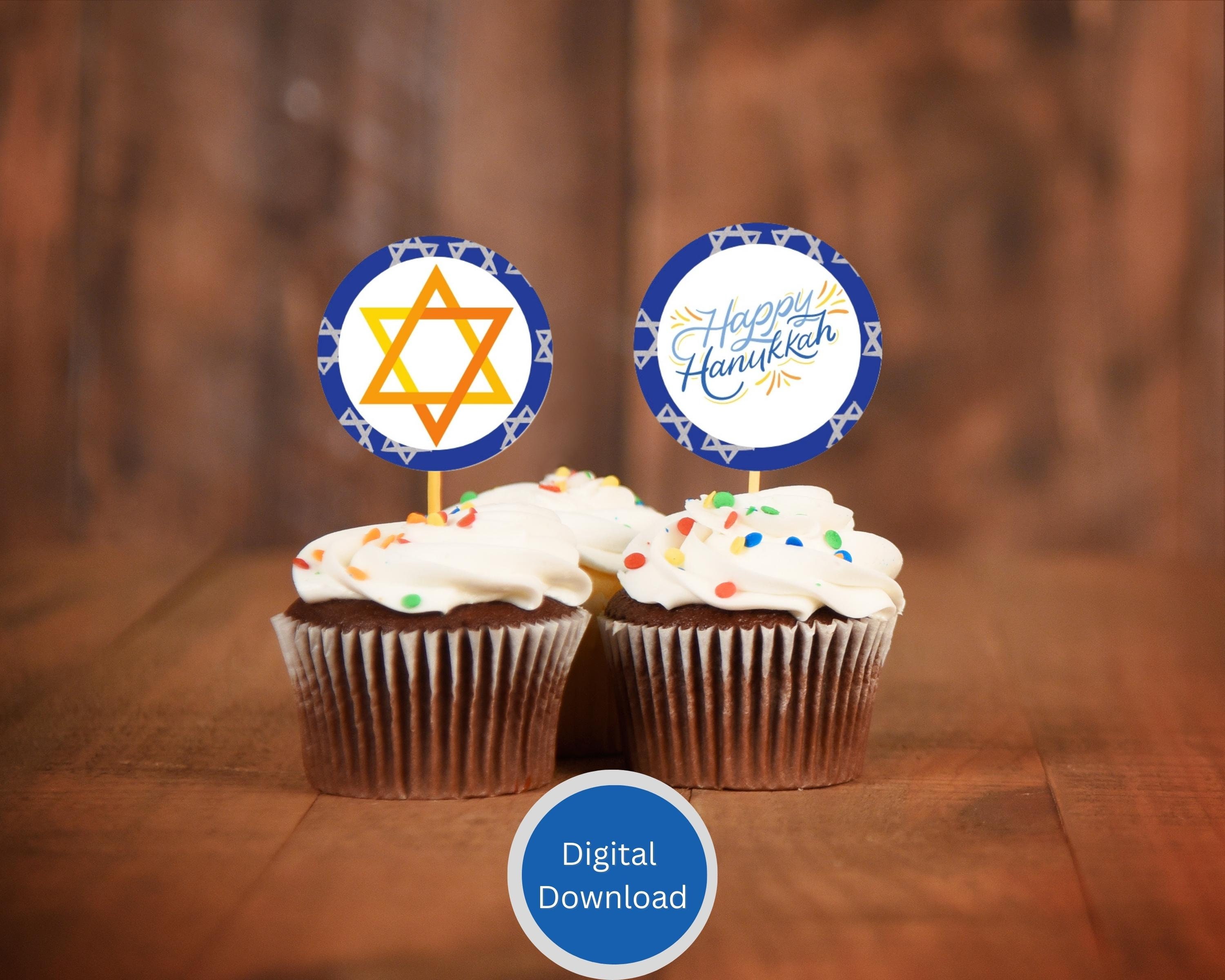 Hanukkah Cupcake Topper Printable Download, 12 Designs, 2 Inch Each ...