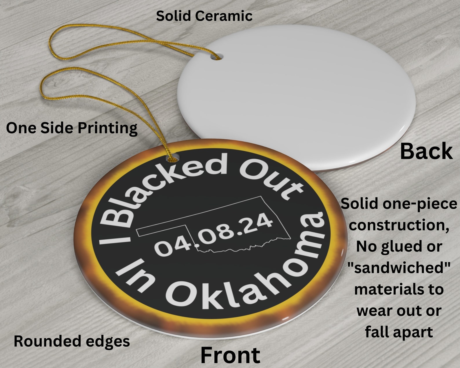 Solar Eclipse 2024 Christmas Ceramic Ornament, Total Solar Eclipse ...