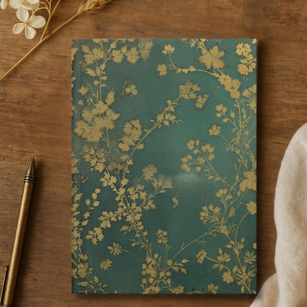 Vintage Green & Gold Floral Journal: Botanical Hardcover Notebook - Etsy