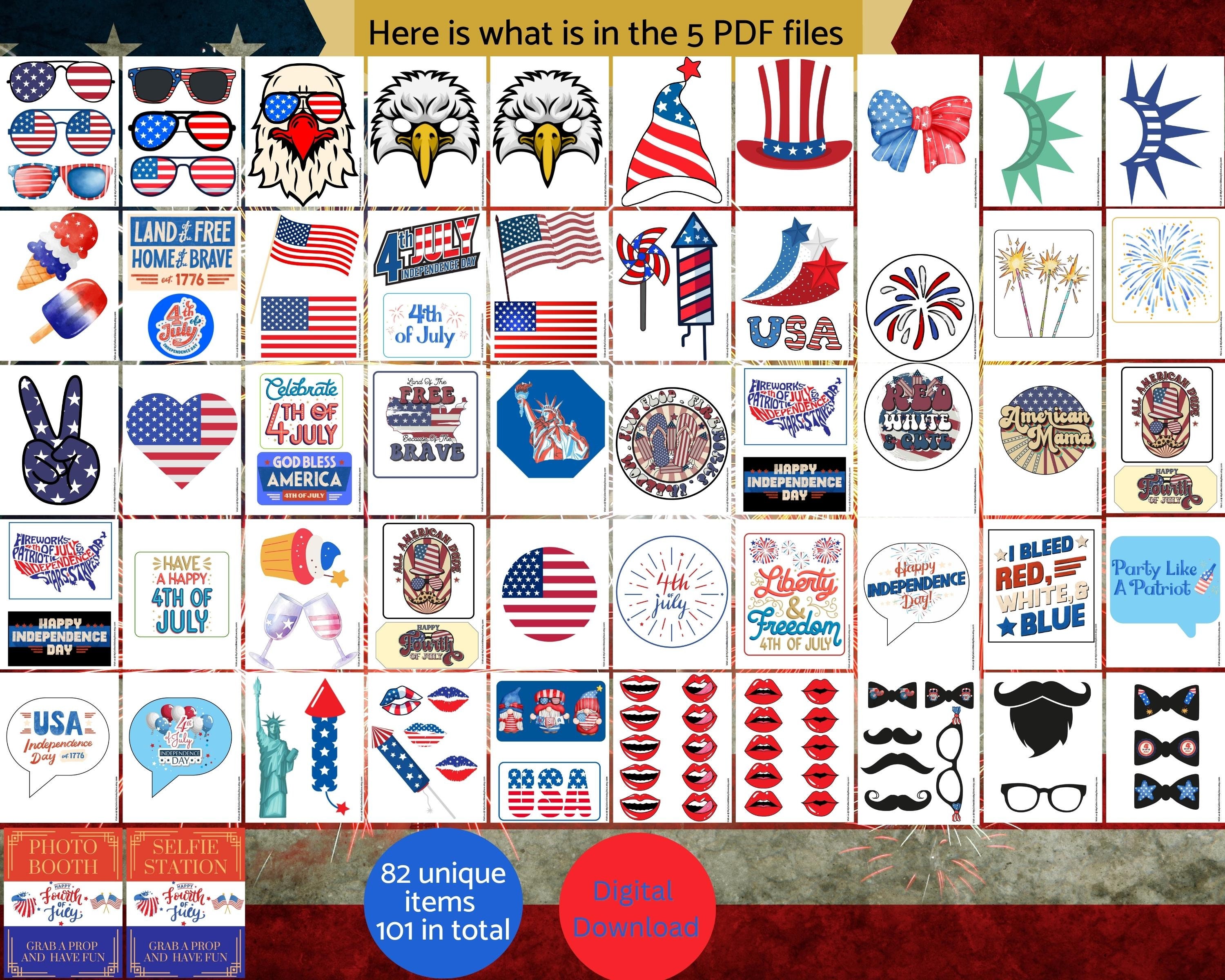 4th of July Photo Booth Props Printable Download, DIY Props, July 4th ...