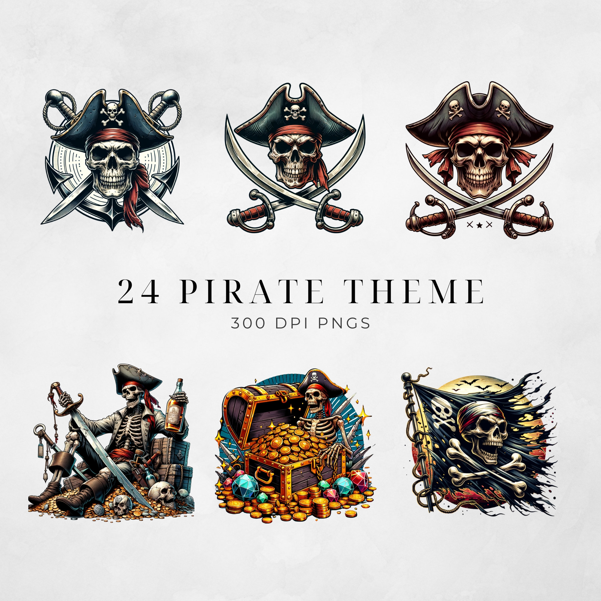 Pirate Theme Clipart, Pirate Clipart, Pirate Map, Jolly Roger ...