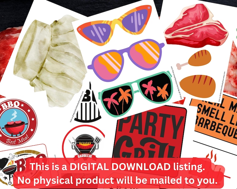 BBQ Photo Booth Props Printable Download, DIY Props, Backyard Grill ...