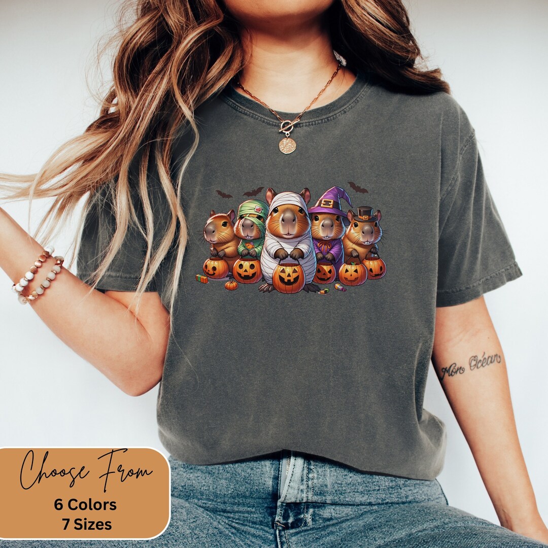 Comfort Colors® Capybara Halloween T-shirt, Capybara Halloween Tee ...
